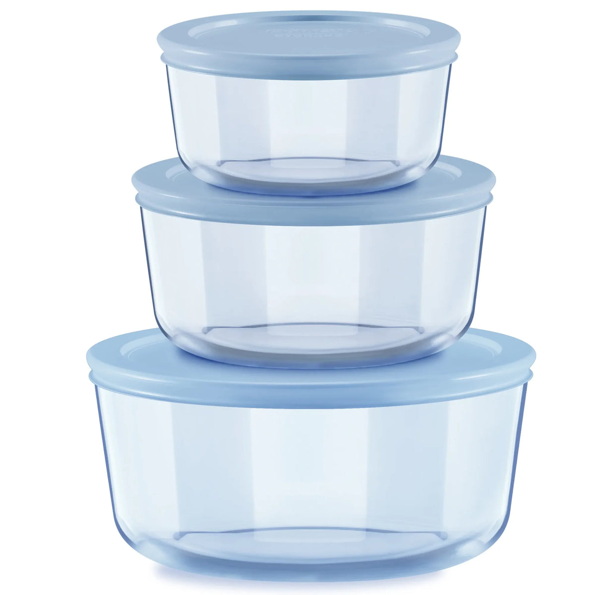 Pyrex® Simply Store® Tinted 6-piece Round Storage Set with Blue Plasti