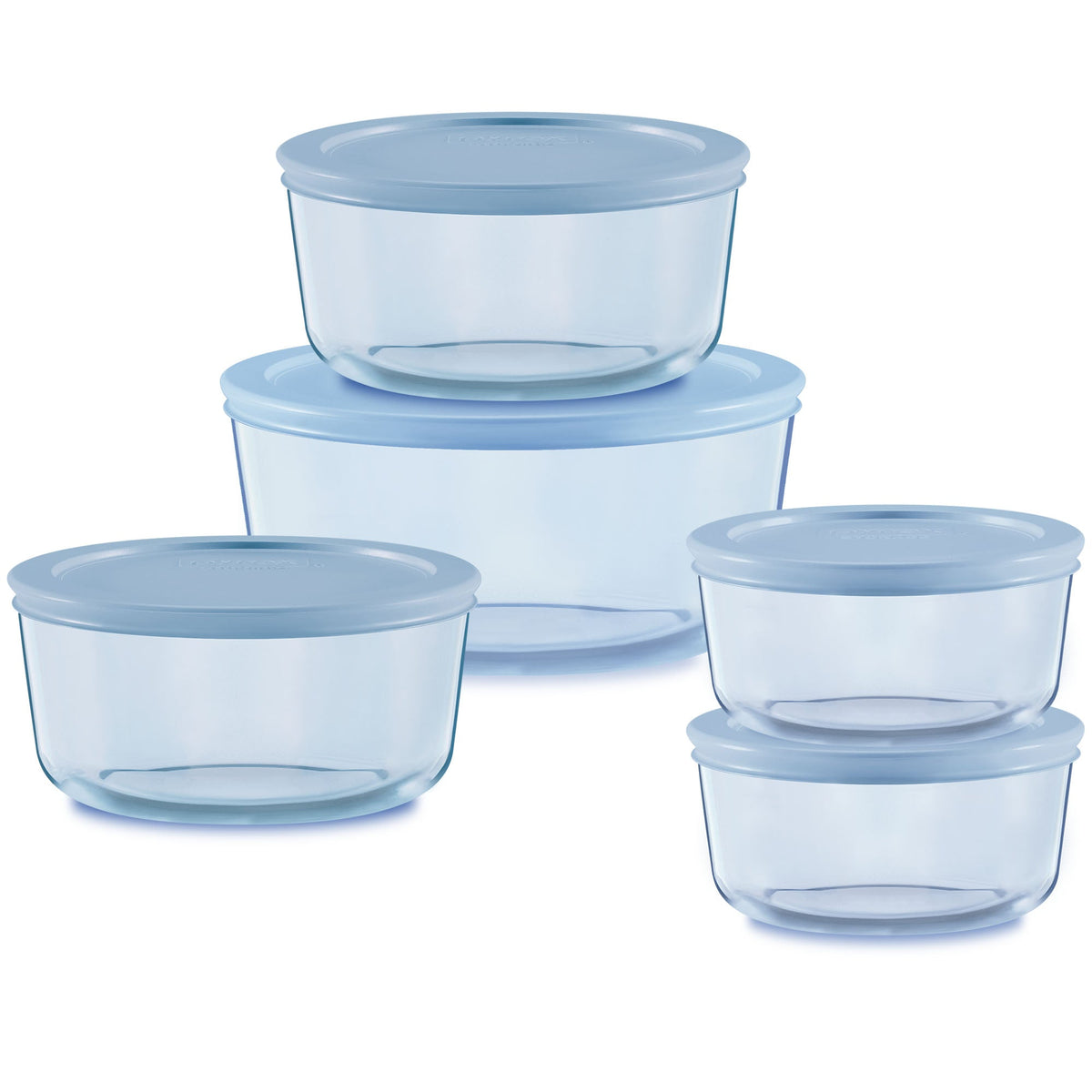 Pyrex® Simply Store® Tinted 10-piece Round Storage Set with Blue Plast